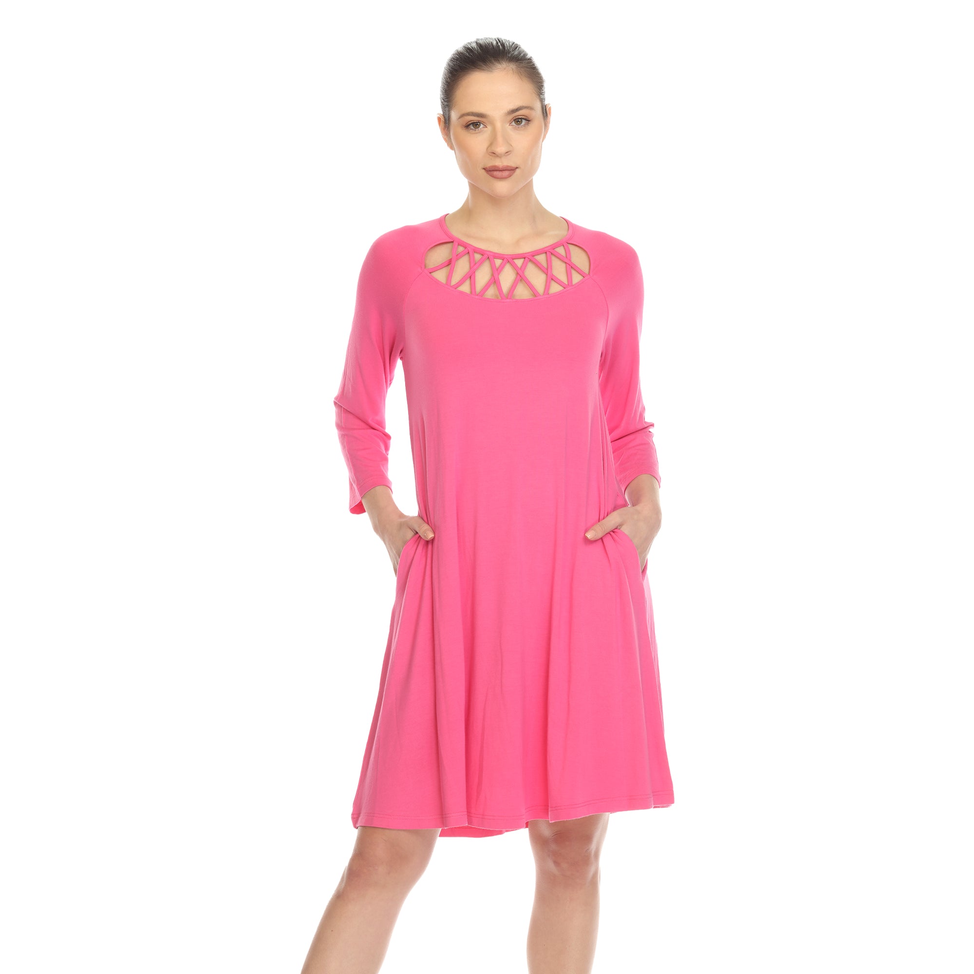 White Mark Women's Criss Cross Neckline Swing Midi Dress – ShopHQ