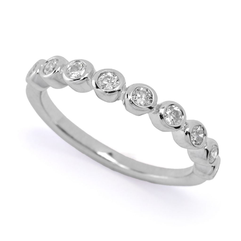 Diamond Treasures Sterling Silver 0.34ctw Bezel Set Diamond 9-Stone Ri ...
