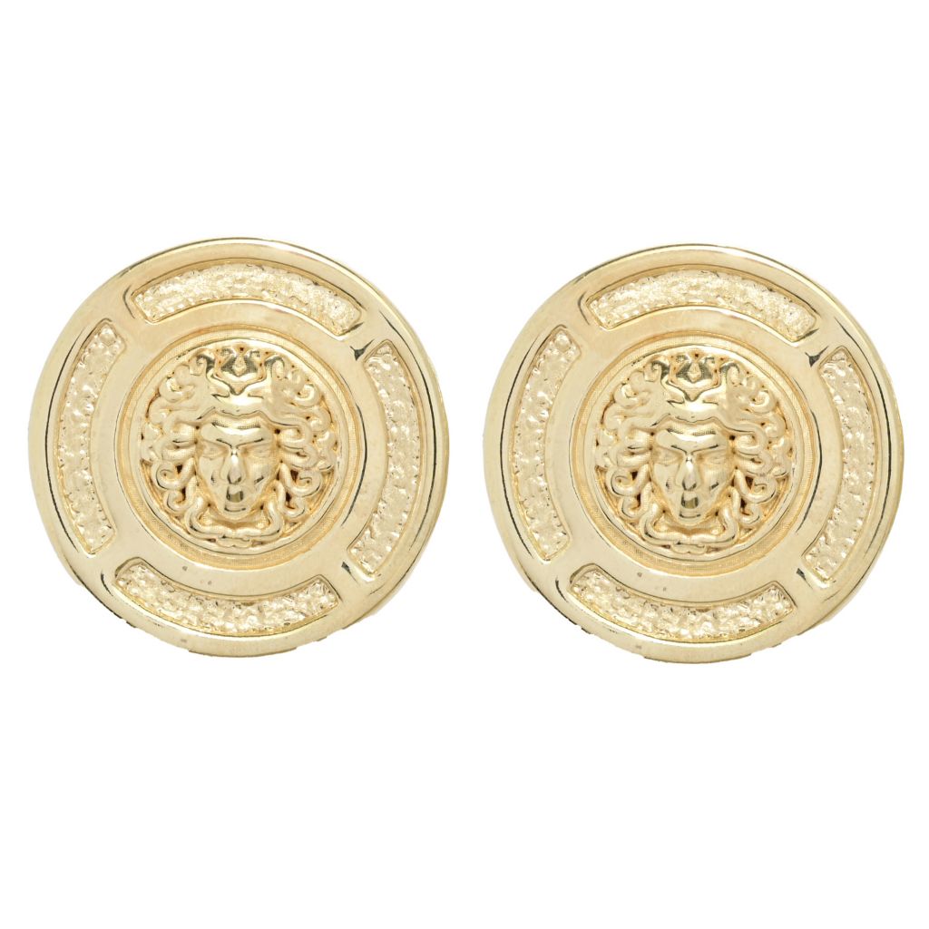 Graziella 23K Gold Plated Electroform Medusa Coin Stud Earrings – ShopHQ