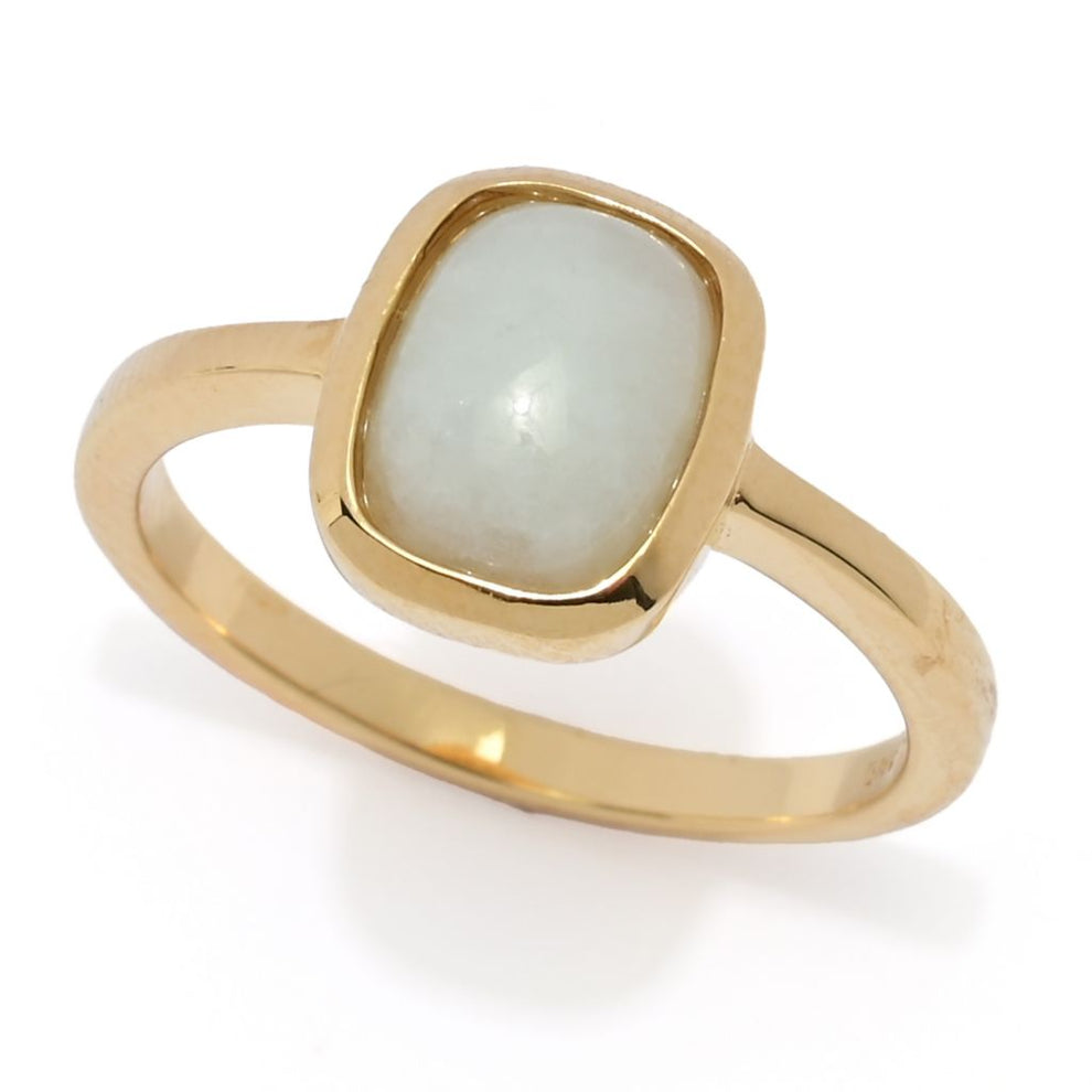 Far East Jewelry 14K Gold Plated Choice of Shape & Color Jade Stack Ri ...