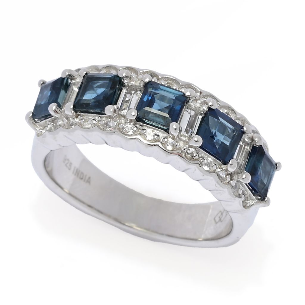Gem Treasures 2.16ctw Australian Blue Sapphire & White Topaz Band Ring ...