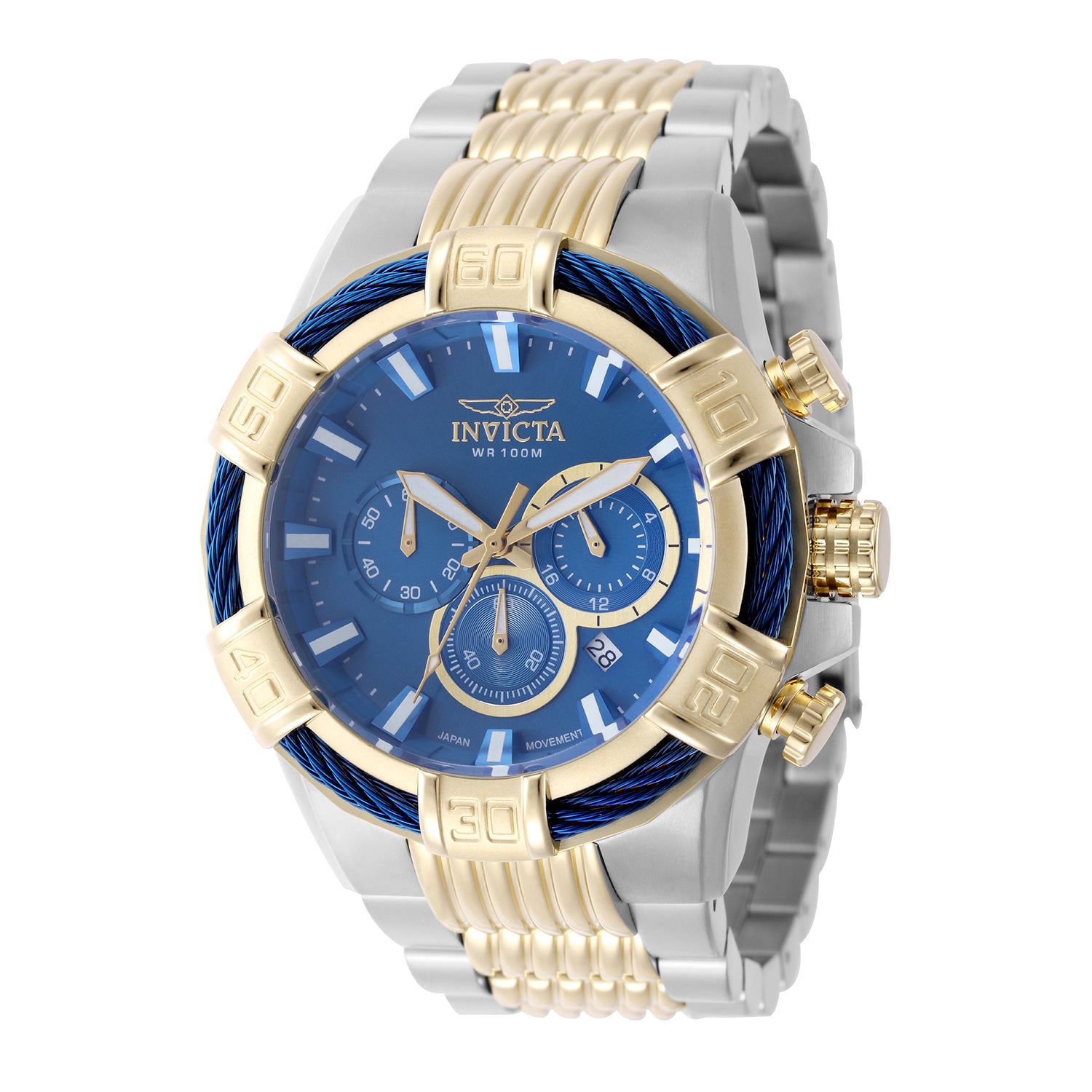 Invicta Men's 51mm Bolt Quartz Chrono Blue Cable Two-Tone Bracelet Wat ...