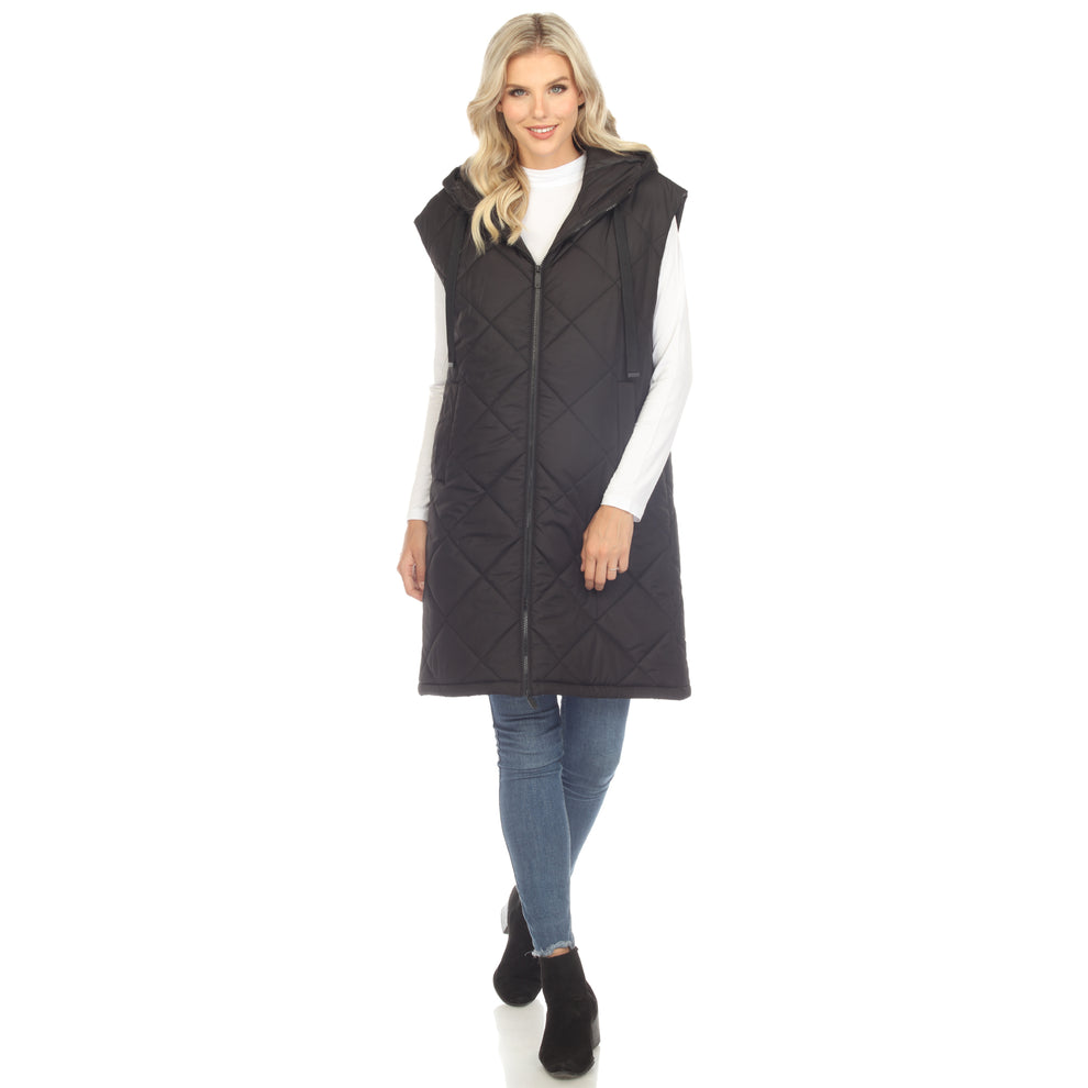 White Mark Women's Diamond Quilted Hooded Puffer Vest – ShopHQ