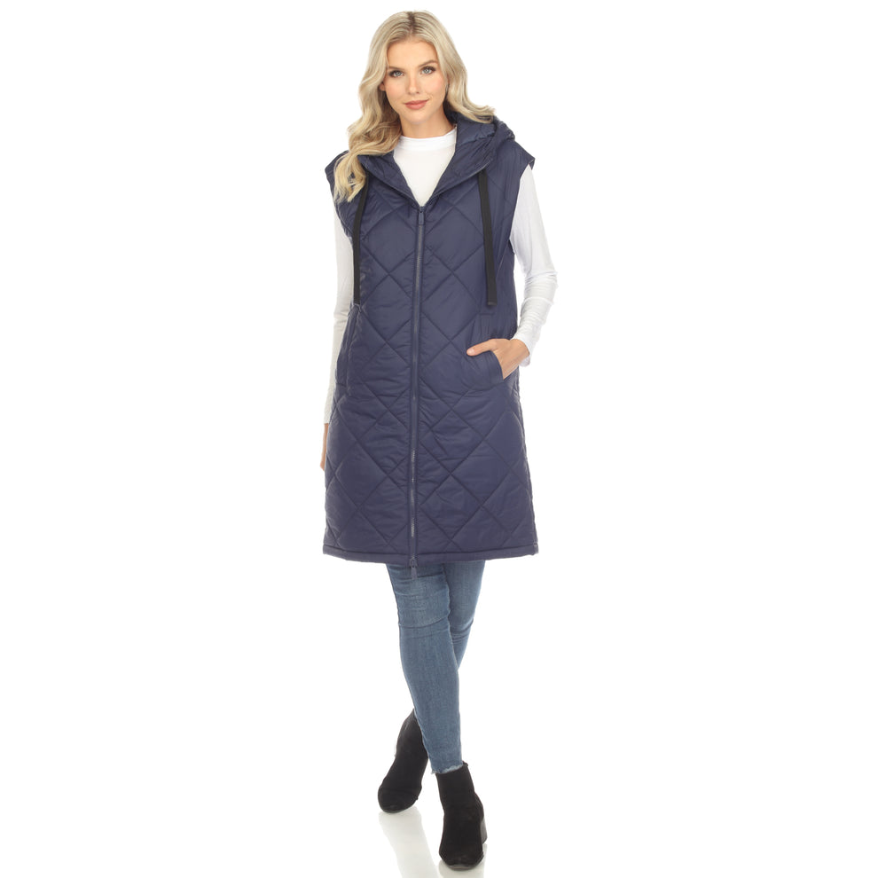 White Mark Women's Diamond Quilted Hooded Puffer Vest – ShopHQ
