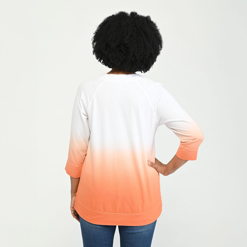 Christopher & Banks Relaxed Restyled Dip Dye 3/4 Sleeve Tee – ShopHQ