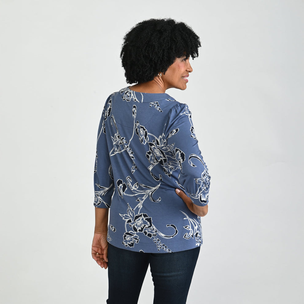 Christopher & Banks Printed Scoop Neck 3/4 Sleeve Top – ShopHQ