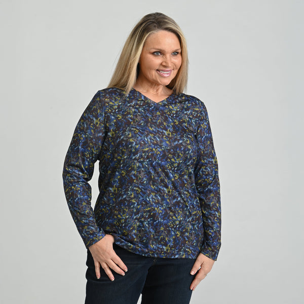 Christopher & Banks Abstract Print V Neck Long Sleeve Tee – ShopHQ