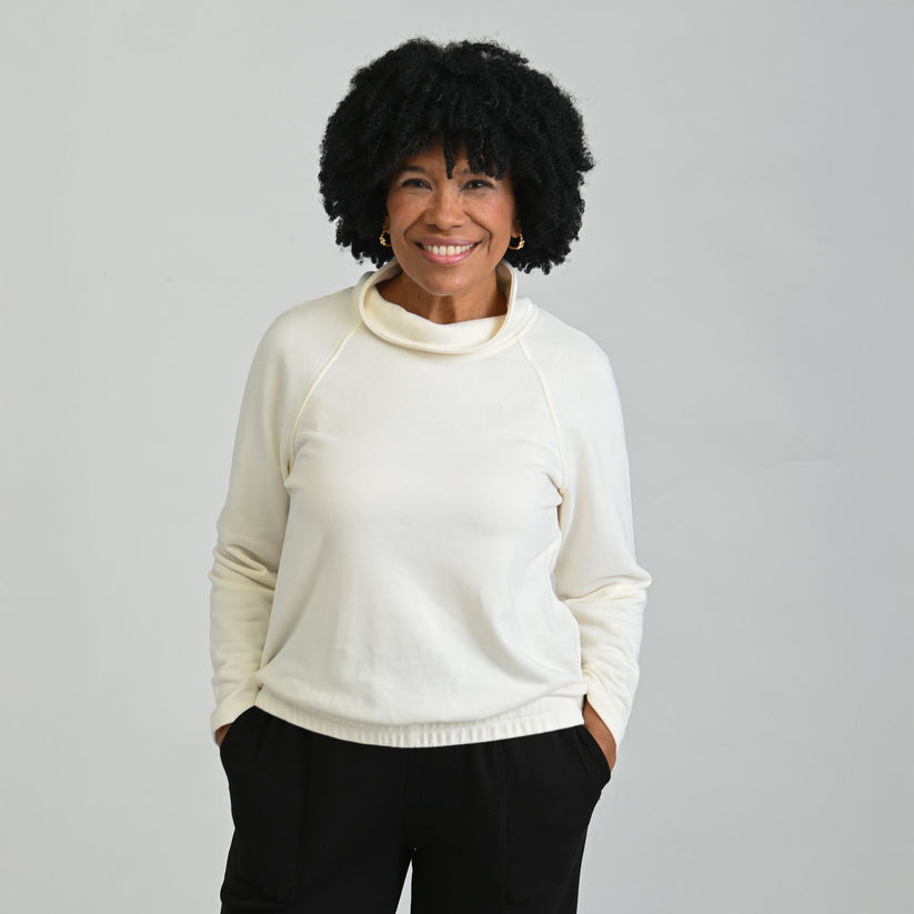 Christopher & Banks Relaxed Restyled French Terry Funnel Neck – ShopHQ