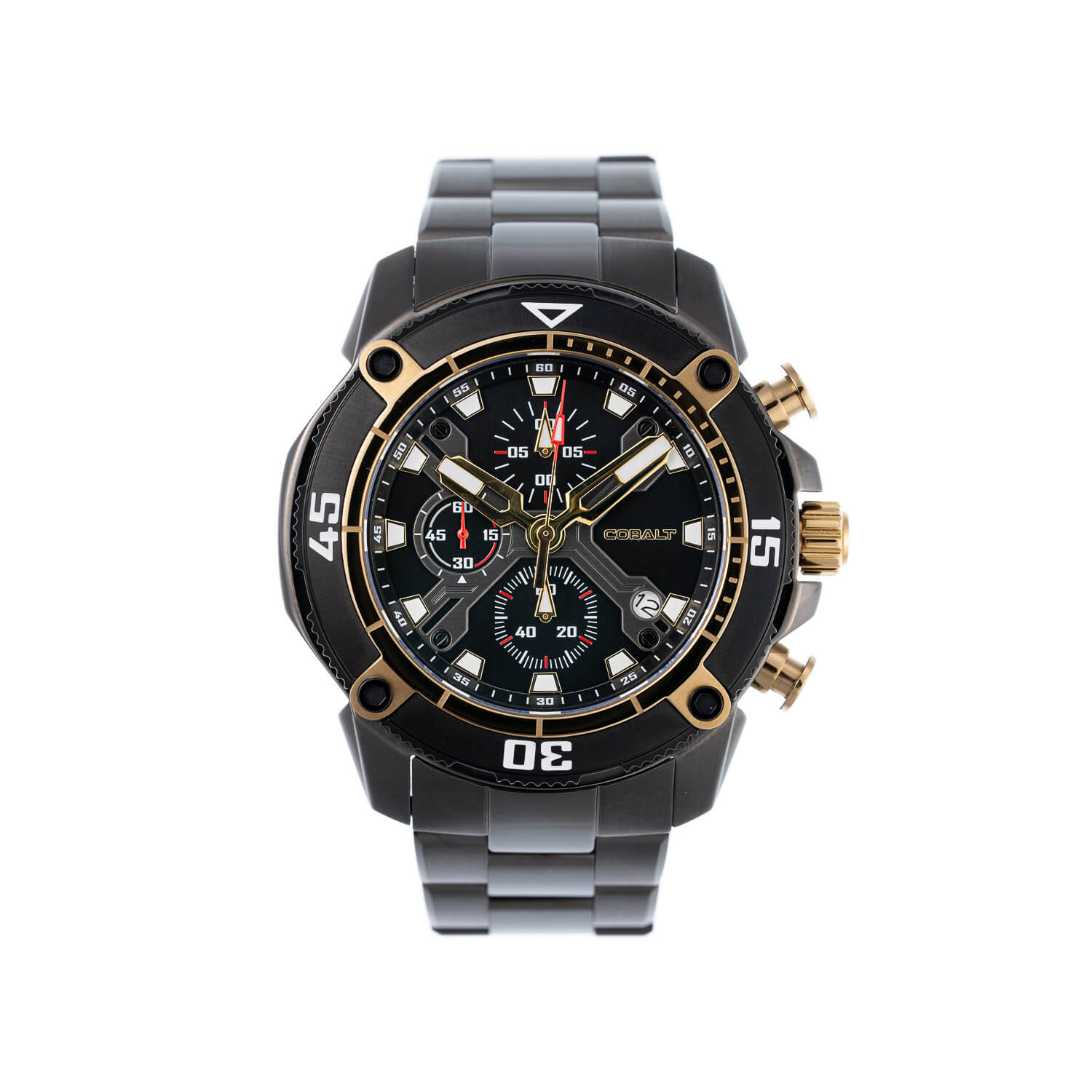 Cobalt Men's 46mm Code-X Quartz Chronograph Bracelet Watch - Goldtone ...