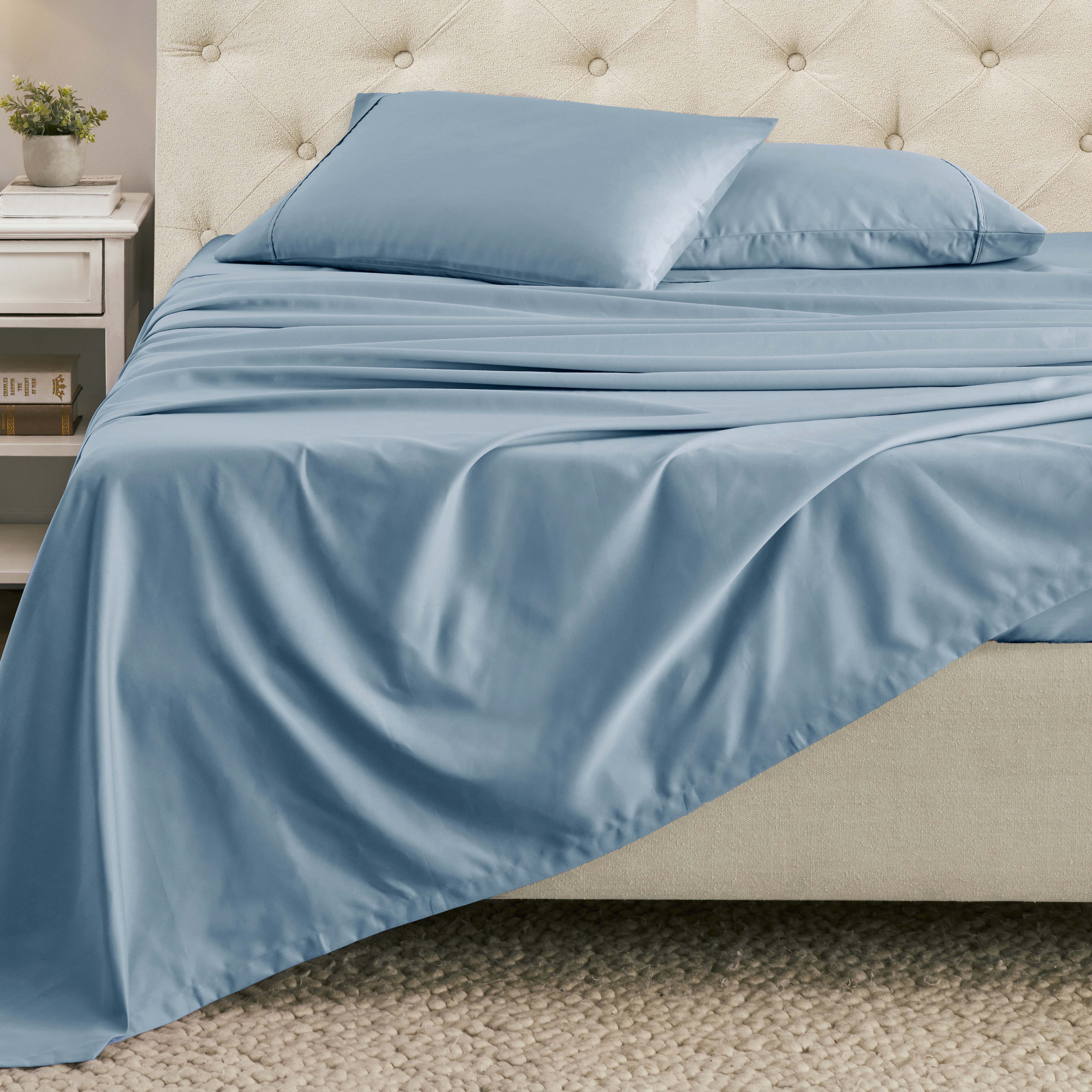 Superior 1500 Thread Count Cotton Blend Deep Pocket Solid 4-Piece Shee ...