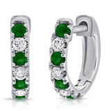 Sabrina Designs 14K Gold Diamond & Emerald Alternating Huggie Hoop Ear ...